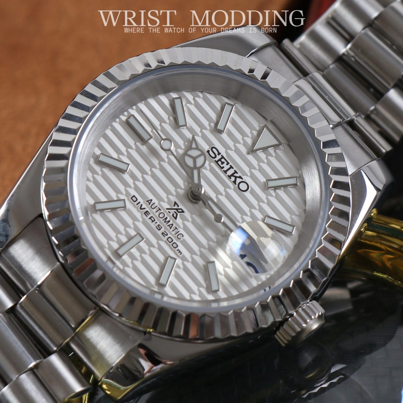Seiko Datejust Motif Dial MOD Fluted Bezel